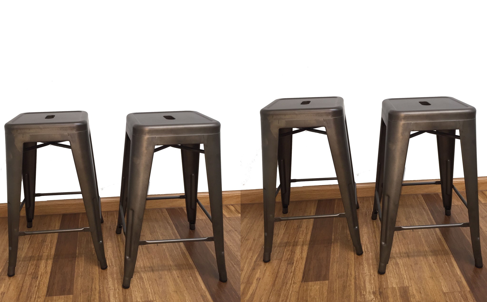 24" Industrial Antique Rustic Distressed Metal Barstools 4pack ...