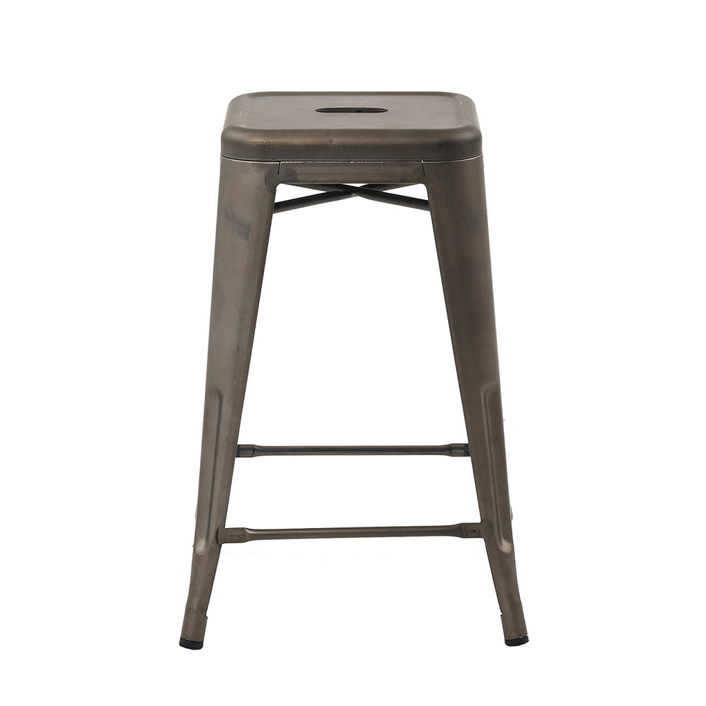 24" Industrial Antique Rustic Distressed Metal Barstools 4pack ...